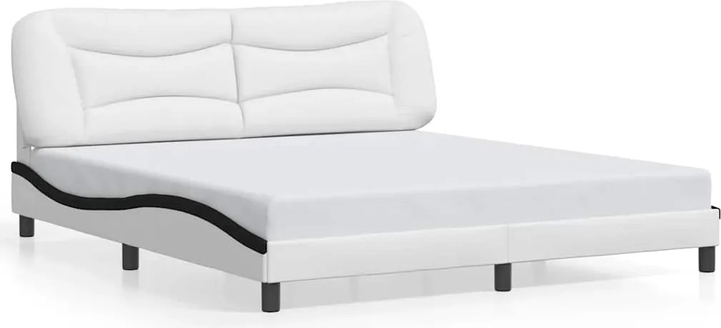 Rám postele bez matrace Hvar bílý a černý 180 x 200 cm umělá kůže 3208022