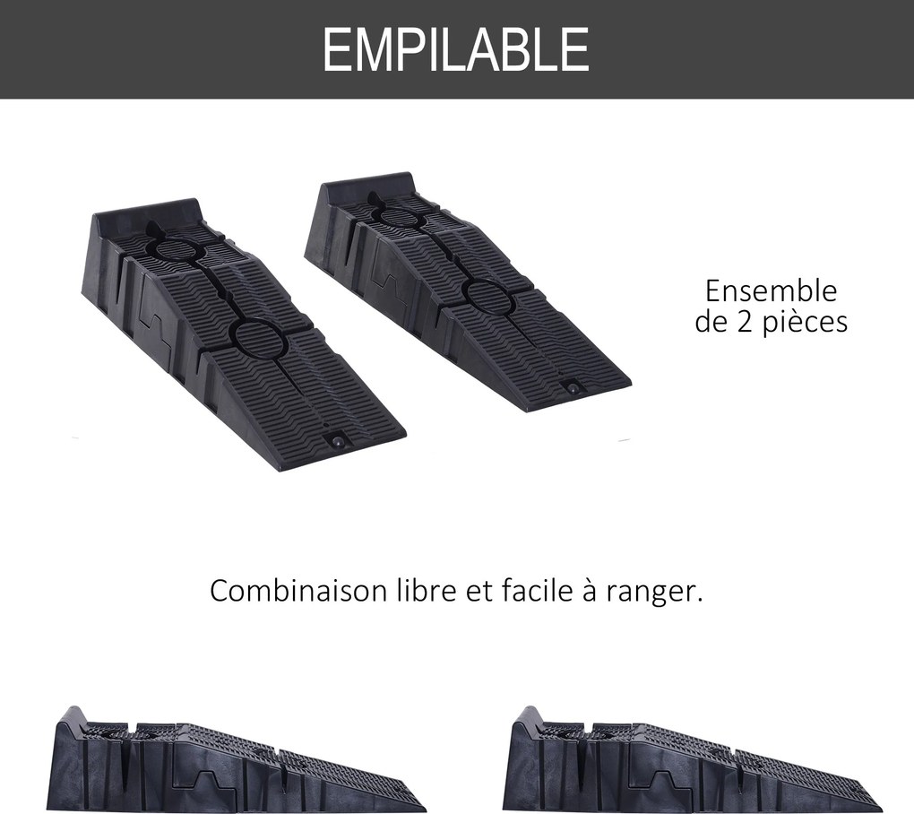 DURHAND Plastové Nakládací Rampy pro Automobily, Přístupové Rampy, 2 Kusy, Nosnost 2,5 Tuny, 91 x 30 x 21 cm, Černé