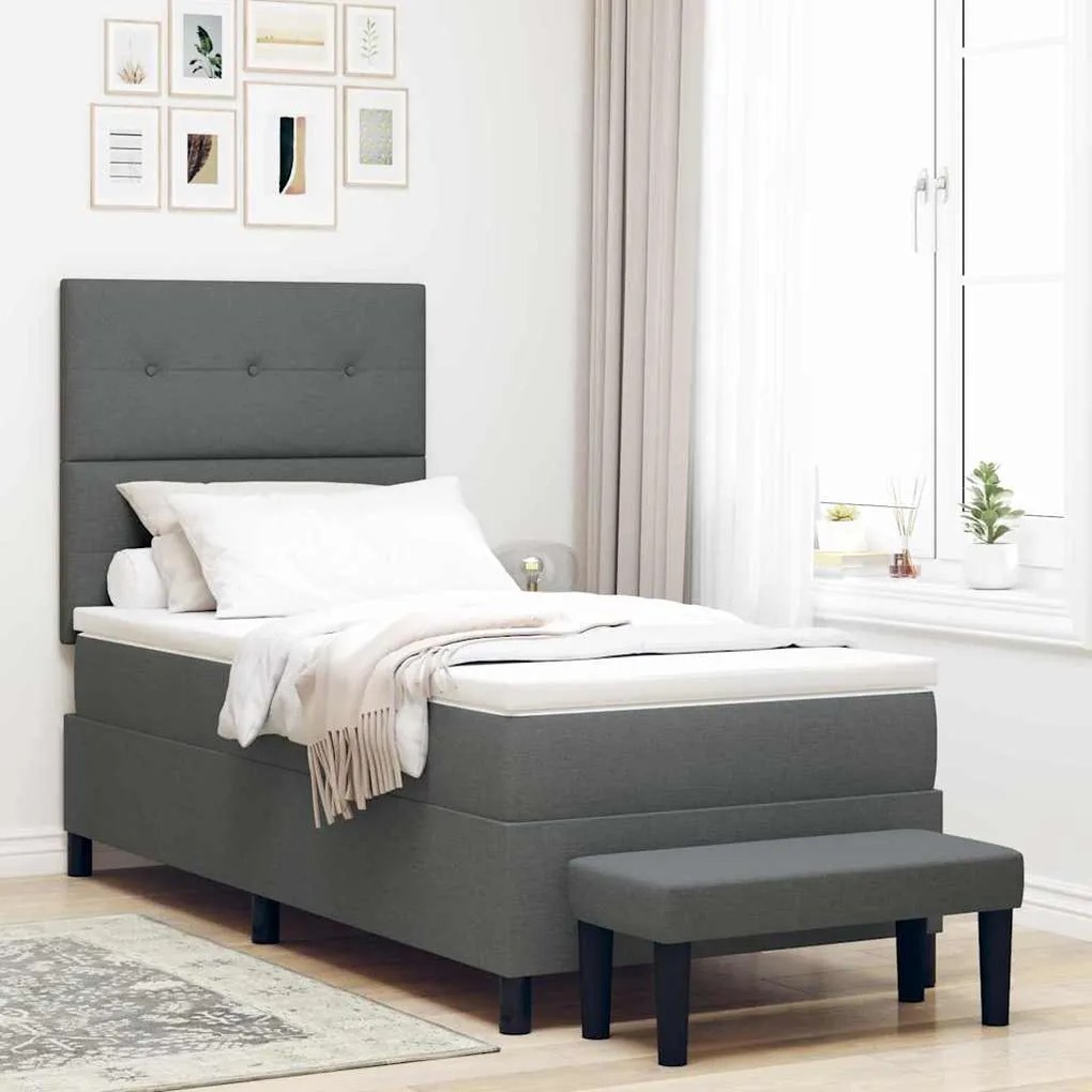 Postel s boxspringem s čelo Tmavě šedá 80 x 200 cm textil 3344024
