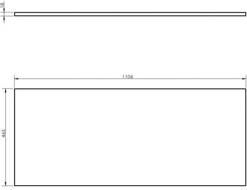 Mexen Uni, pracovní deska 110 cm, bílá matná, 91AXX-1104-464-18-01