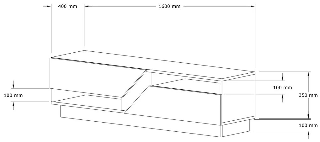 Designový TV stolek Basye 160 cm ořech bílý