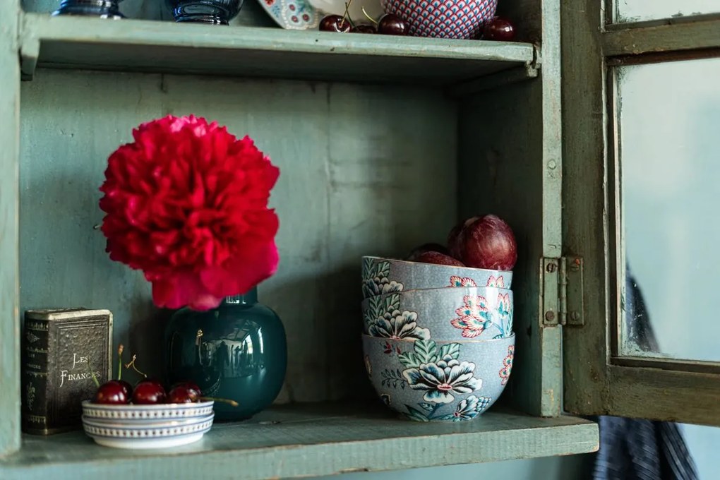 Pip Studio Flower Festival miska Ø15cm, modrá (stylová miska z tenkostěnného porcelánu)
