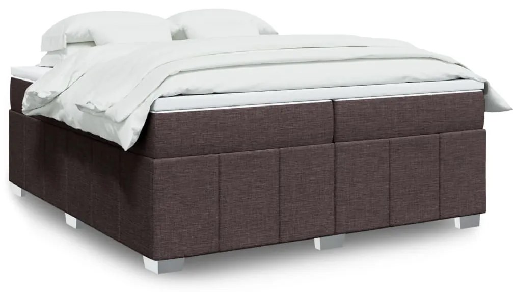 Box spring postel s matrací tmavě hnědá 200x200 cm textil