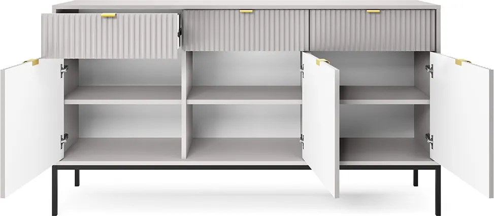 Komoda NOVA sc KSZ154 | se zásuvkami a policemi | 154 cm | šedá/černá