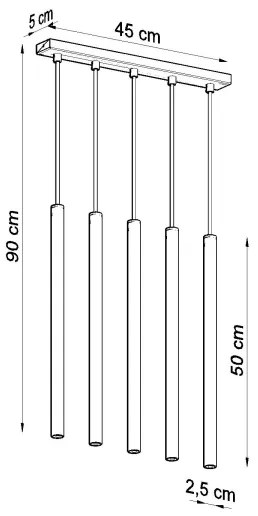 Sollux SL.1198 - Lustr na lanku PASTELO 5xG9/8W/230V zlatá
