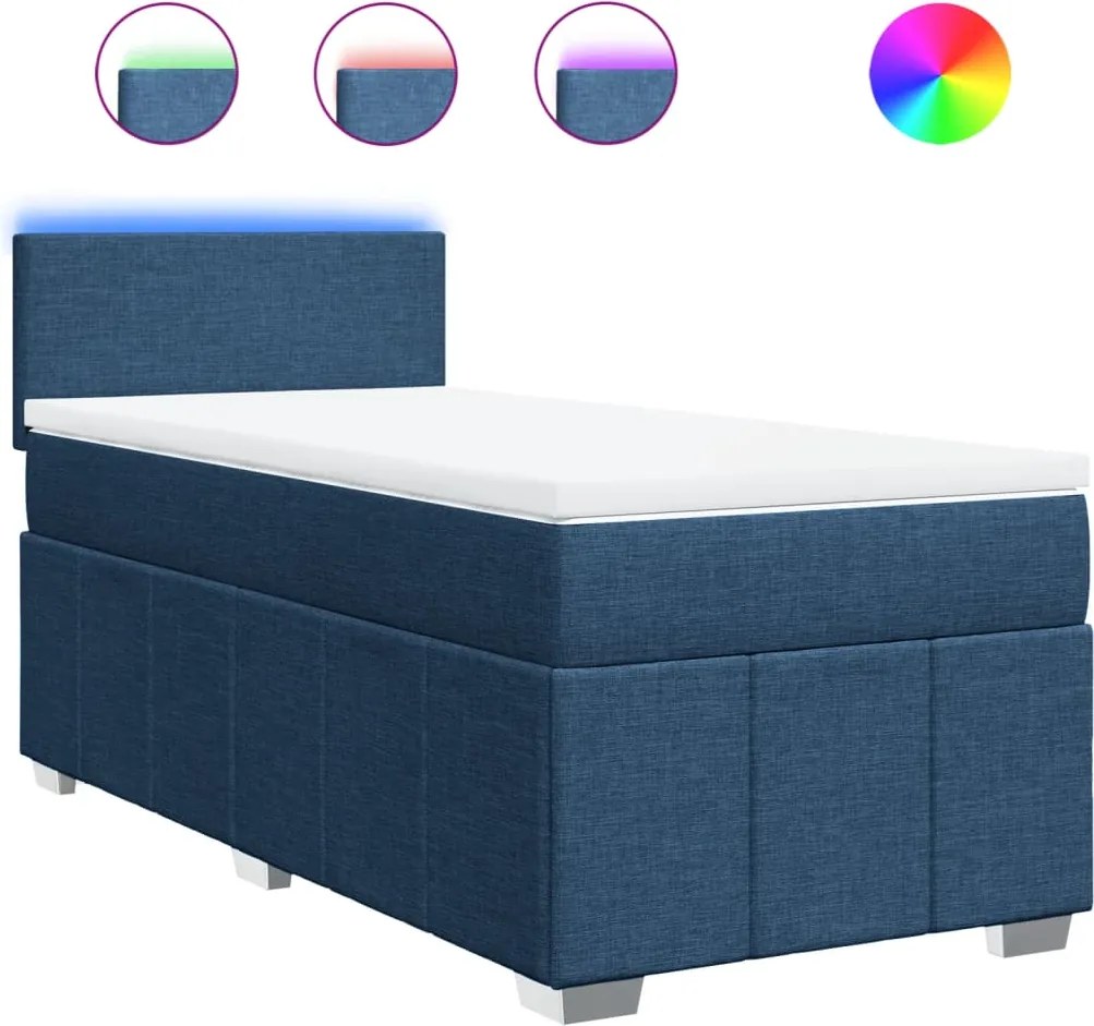Box spring postel s matrací modrá 90x200 cm textil 3289250