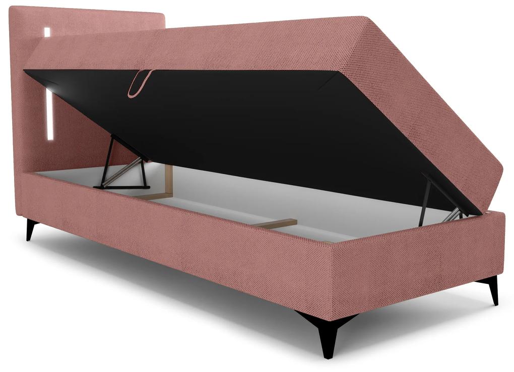 Jednolůžková postel 80 cm Ortega Comfort (terakota) (s roštem a matrací, s úl. prostorem) (s LED osvětlením). 1082674