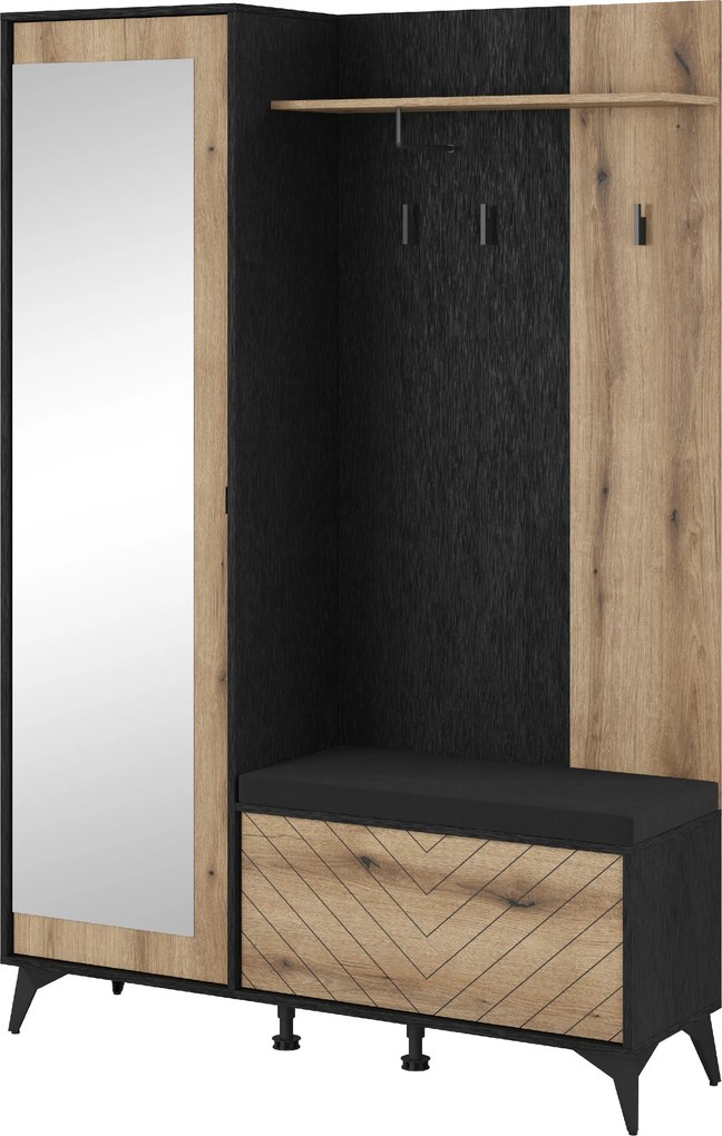 PSK Předsíňová stěna DARA, Dub Evoke/Černá 134 cm
