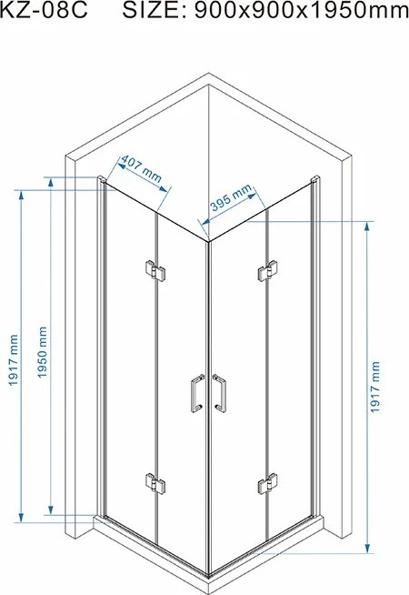 BPS-koupelny Čtvercový sprchový kout HYD-SK08C 90x90 chrom/transparent + vanička HYD-SSV-SXL02B černá