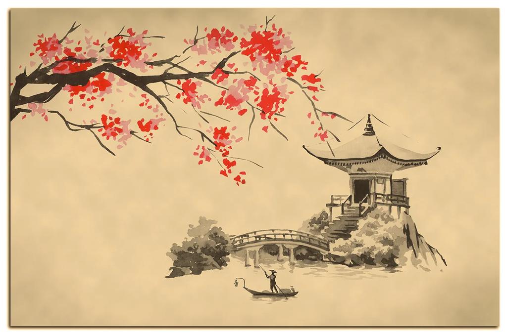 Obraz na plátně - Tradiční ilustrace  Japonsko 160FA (100x70 cm)