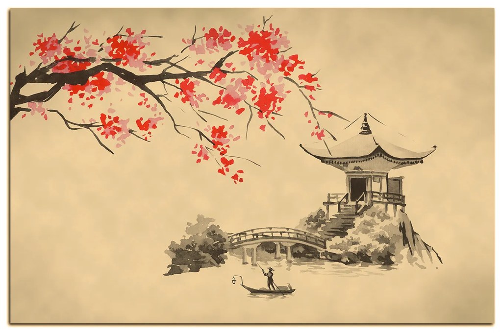 Obraz na plátně - Tradiční ilustrace  Japonsko 160FA (90x60 cm  )