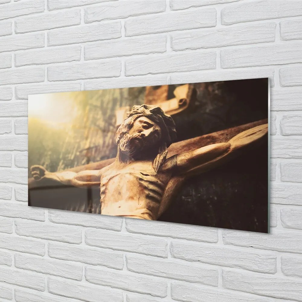 Obraz na skle Ježíš ze dřeva 125x50 cm