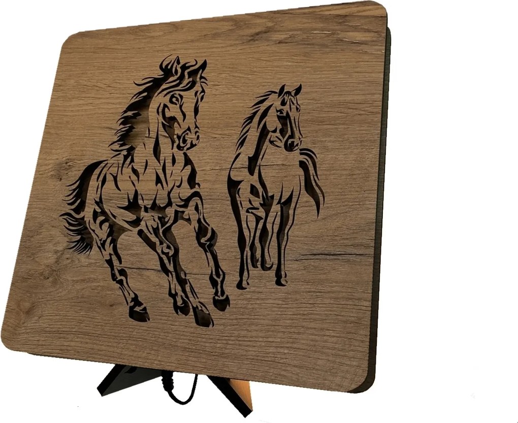 Li-Go "Koně" lampa 31x31 cm provedení povrchu: jedle