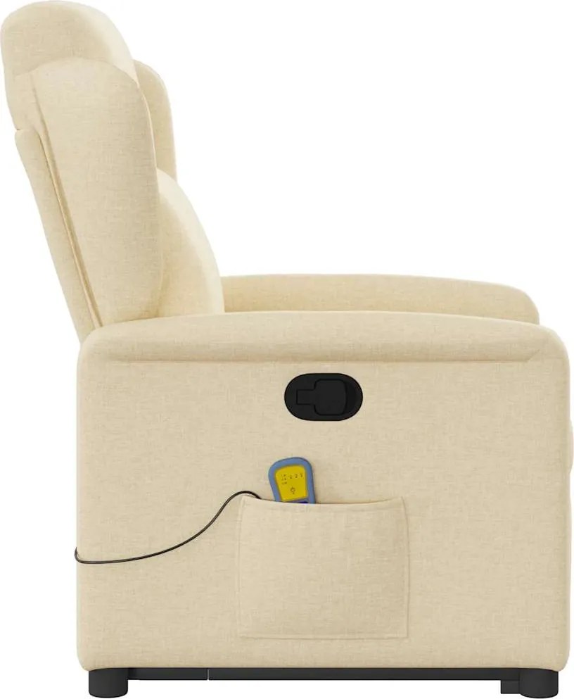 Zvedací masážní polohovací křeslo krémové textil 3303152