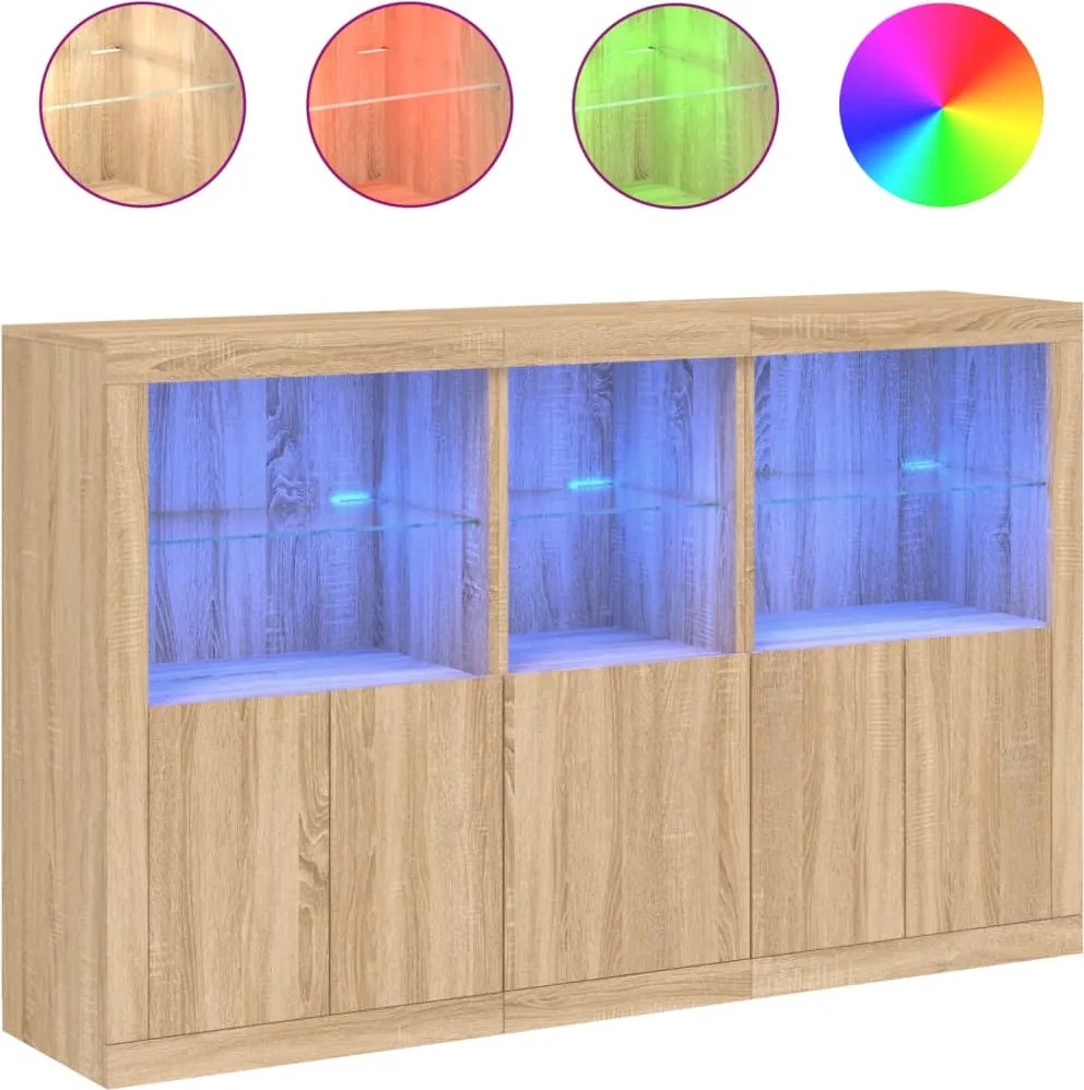 Příborník s LED osvětlením dub sonoma 162 x 37 x 100 cm 3209144