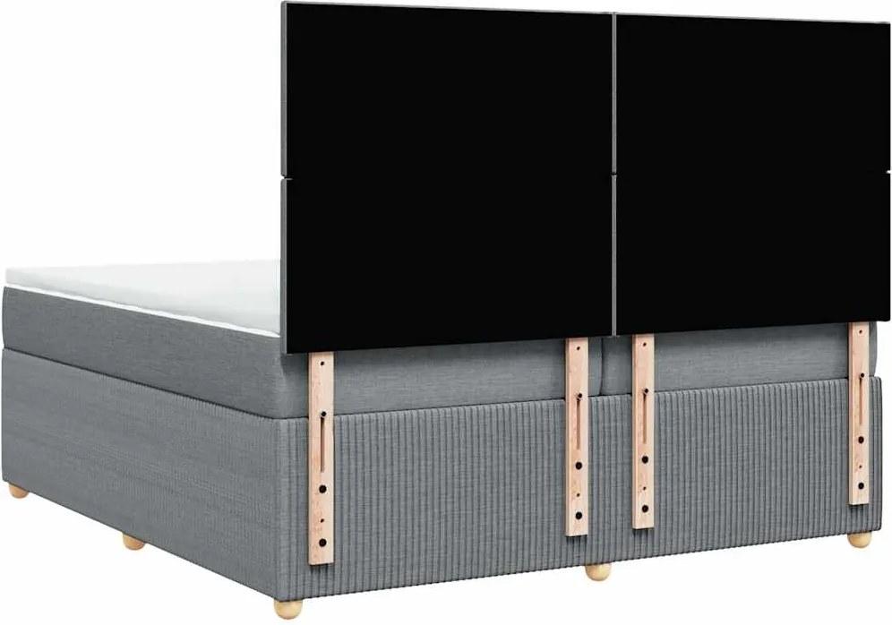 Box spring postel s matrací světle šedá 200 x 200 cm textil 3292156