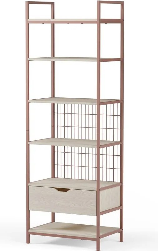 Ocelová knihovna v terakotové barvě 60x179,5x40 cm Amara – Marckeric