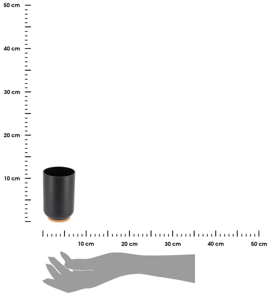 Koupelnový pohár Besson, černá/s dřevěnými prvky, 300 ml