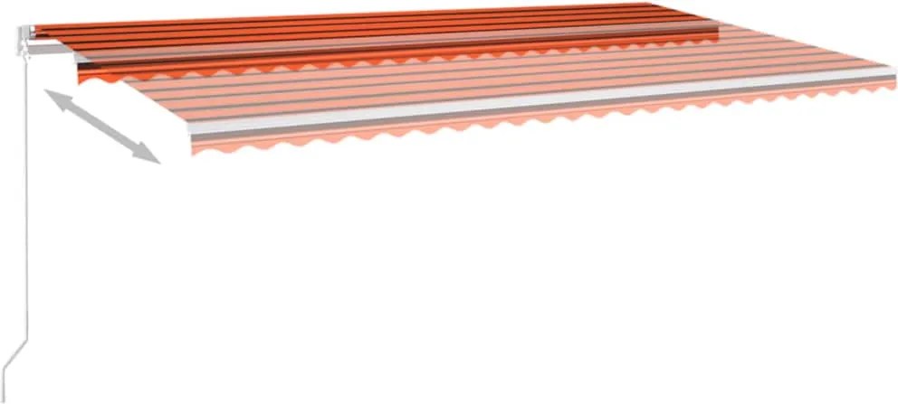 Ručně zatahovací markýza s LED světlem 600x300 cm oranžovohnědá 3068965