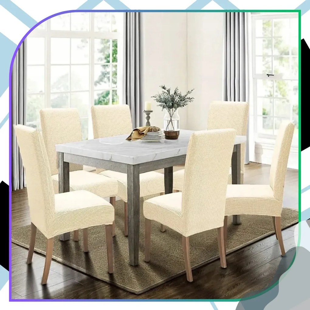 Camerazar Béžový elastický potah na židli, moderní minimalistický