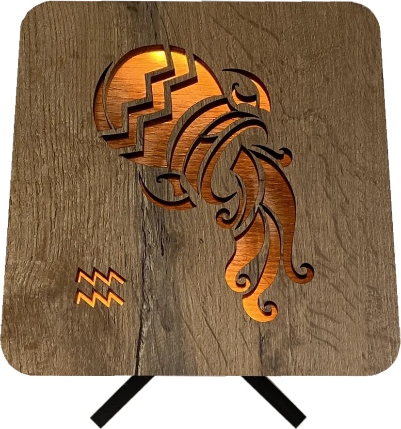 Li-Go Znamení "Vodnář" lampa 19x19 cm provedení povrchu: bříza