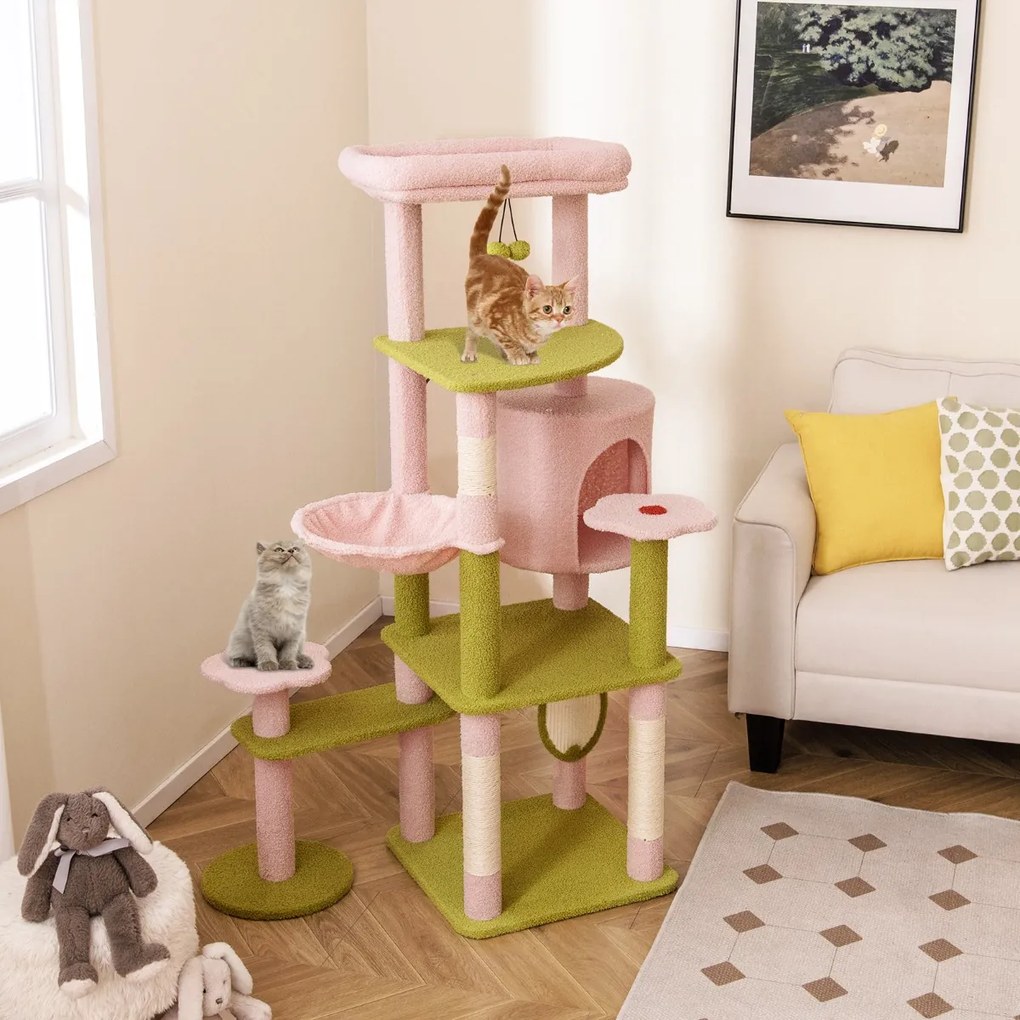 Costway Květinové škrabadlo a plyšová polstrovaná platforma a Cat House Cat Tree