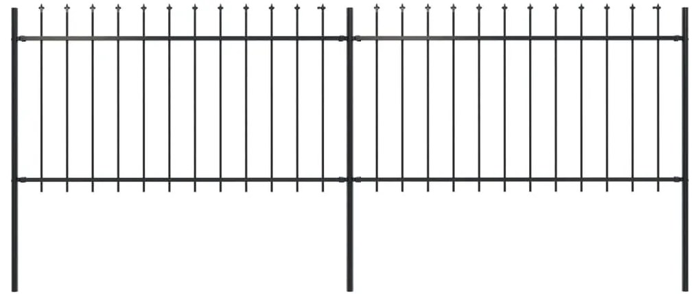 vidaXL Marketos Zahradní plot s kopím nahoře ocelový 359 x 100 cm černý