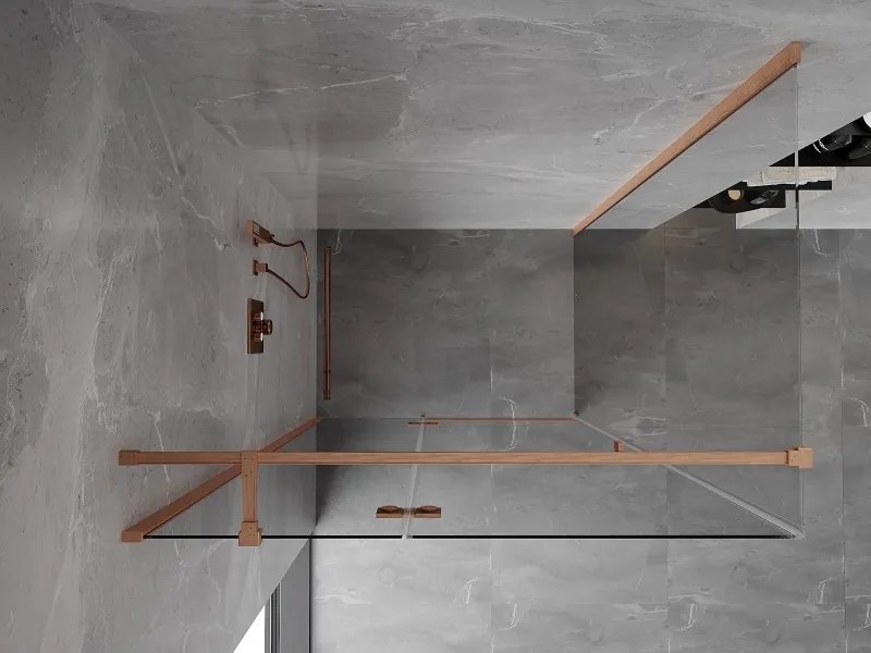 Mexen Mist HT, sprchový kout s výklopnými dveřmi levý 120 x 70 cm, čiré sklo, měděná matná, 8A5T-120-070-65-00-L