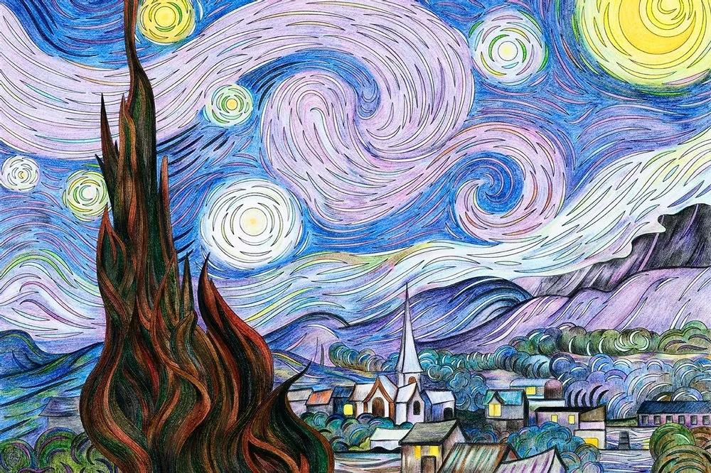 Samolepící tapeta Hvězdná noc - Vincent van Gogh - 150x100 cm