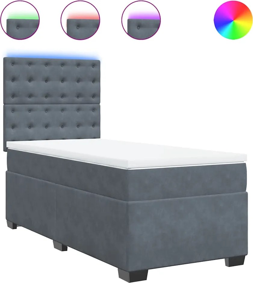 Box spring postel s matrací tmavě šedá 90x200 cm samet 3293123