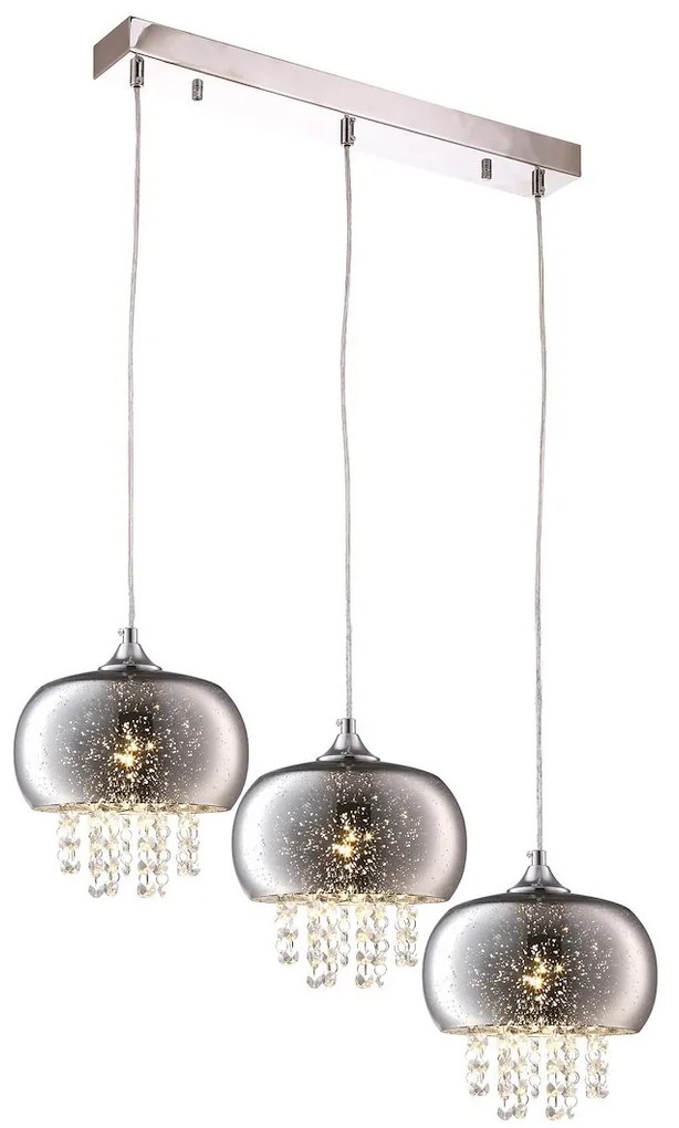 Závěsné svítidlo Starlight, 3x krystalky/chromové skleněné stínítko, ch