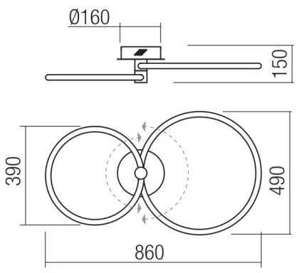 Redo 01-2224 - LED Stmívatelný přisazený lustr SPELL LED/43W/230V lesklý chrom
