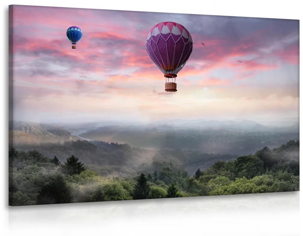 Malvis ® Obraz balóny nad lesem Velikost (šířka x výška): 90x60 cm
