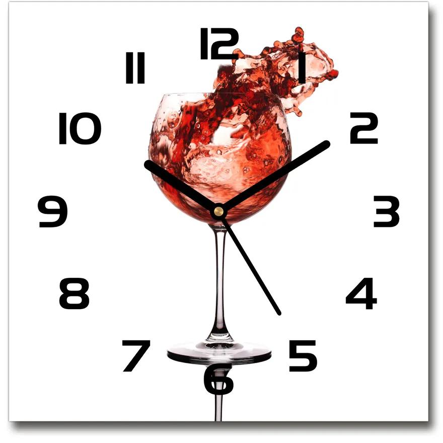 Wallmuralia Skleněné hodiny čtverec Sklenička vína 30x30 cm