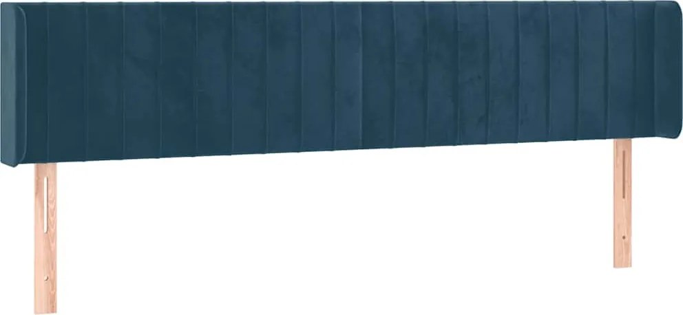 Čelo postele typu ušák tmavě modrá 163x16x78/88 cm samet 3119064