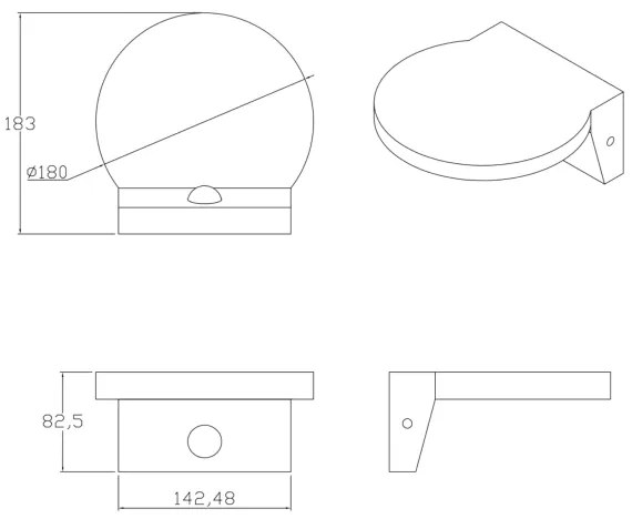 LED Venkovní nástěnné svítidlo se senzorem TESA LED/10W/230V IP54 černá