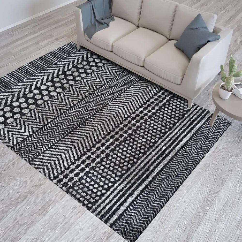 Designový koberec v šedé barvě s jemnými vzory Šířka: 160 cm | Délka: 220 cm