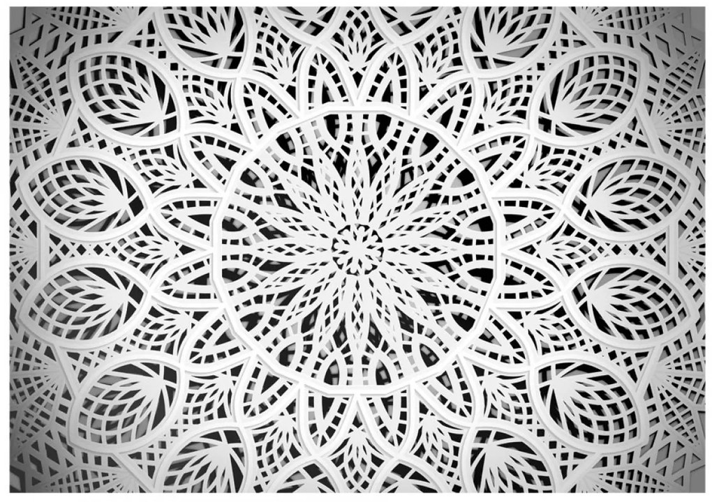 Tapeta bílá mandala (150x105 cm) - Murando DeLuxe