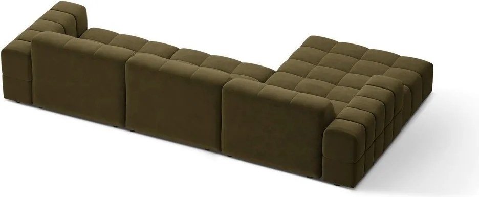 Khaki sametová rohová pohovka (levý roh/s lenoškou) Chicago – Cosmopolitan Design