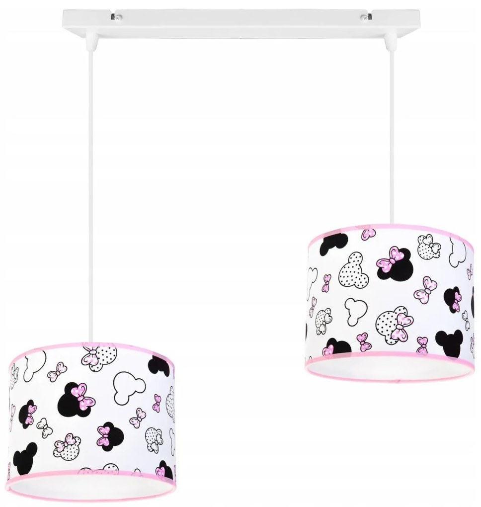 Dětské závěsné svítidlo Minnie, 2x textilní stínítko se vzorem