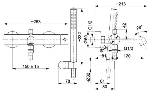 KFA Armatura 5034-520-00 - Vanová sada s baterií MOZA lesklý chrom