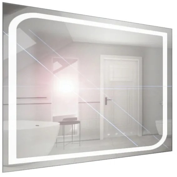 BPS-koupelny Zrcadlo závěsné s pískovaným motivem a LED osvětlením Nikoletta LED 6 Typ: dotykový vypínač, Rozměry (cm): 60x65 - (Nikoletta LED 6/60 TS)