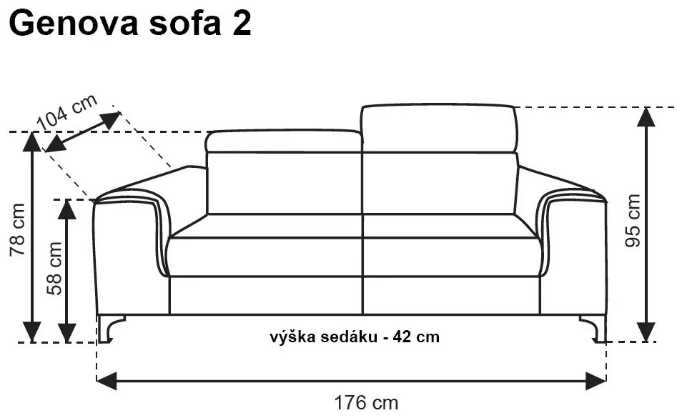 Askont Genova: Pohovka sofa 2M starorůžová