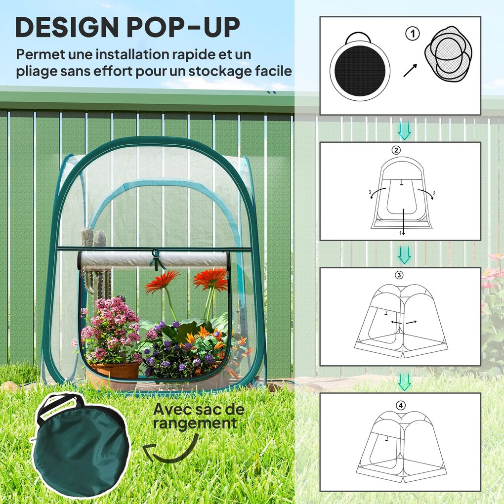 Outsunny Mini Zahradní Skleník, Mini Transparentní PVC Pop-Up Skleník, Zimní Stan pro Vnitřní nebo Venkovní Použití, pro Zeleninu, Rostliny, Květiny,…