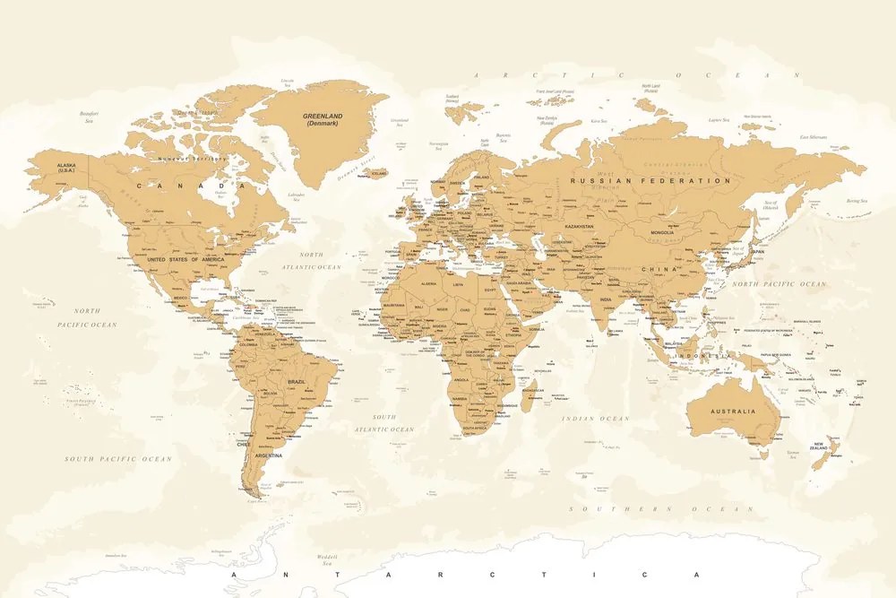 Obraz na korku mapa světa s vintage nádechem