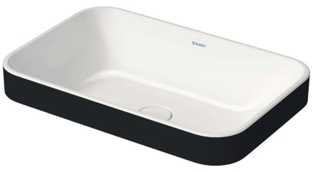 Duravit Happy D.2 Plus - Umyvadlová mísa zápustná, 60x40 cm, bez přepadu, bílá/antracit mat 2359606100