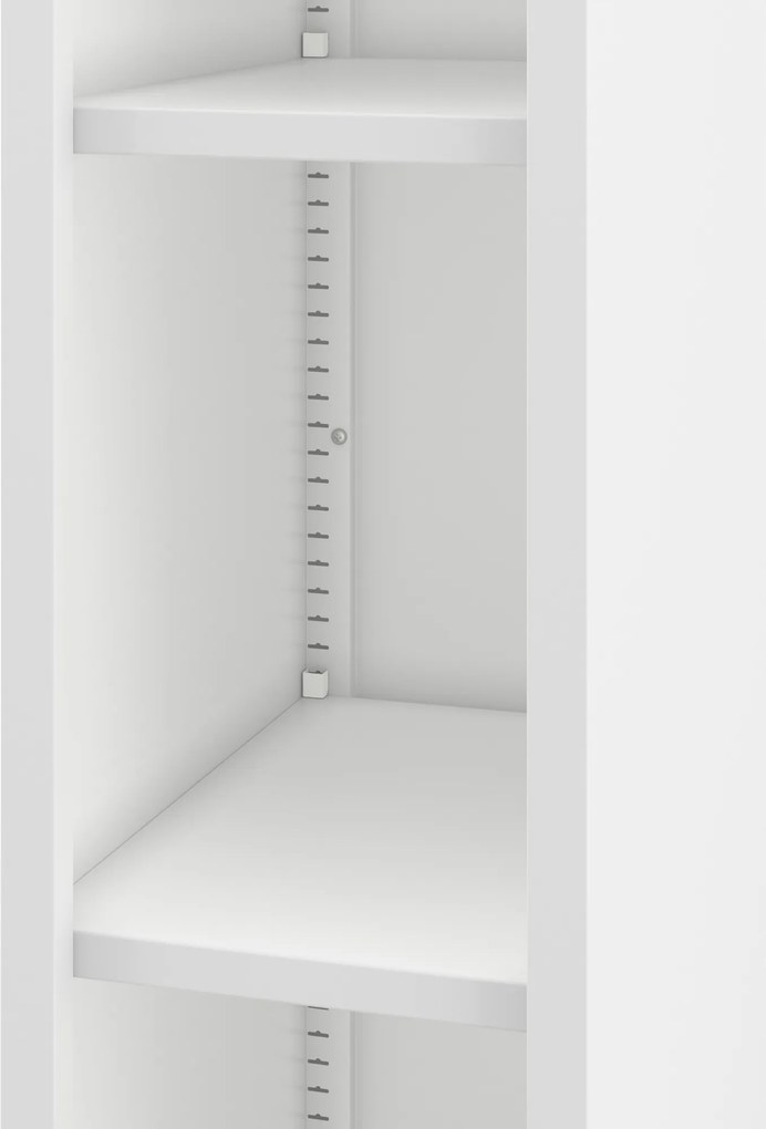 Úzký kovový archivační regál na dokumenty bílý, 250x1850x600 mm: TIM