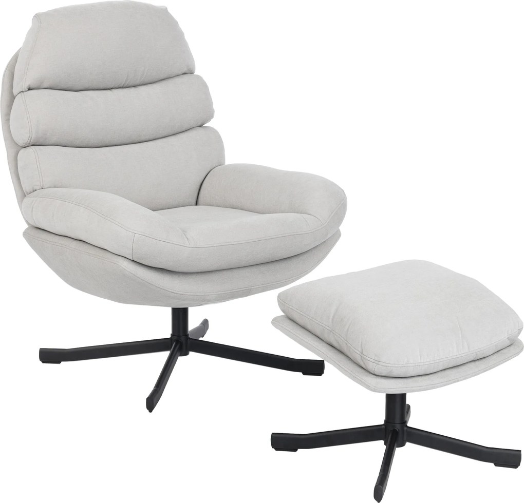 HOMCOM Relaxační křeslo s podnožkou, křeslo, lounge křeslo s čalouněním z chenille, moderní televizní křeslo, 78 x 93 x 100 cm, krémově bílá