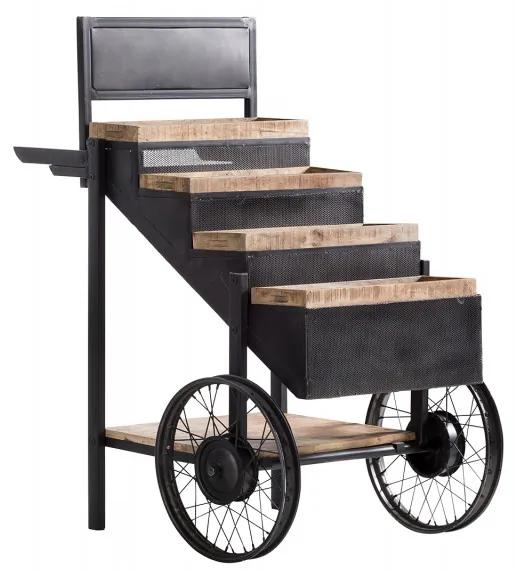 Industriální vozík s úložným prostorem masiv mango Represent