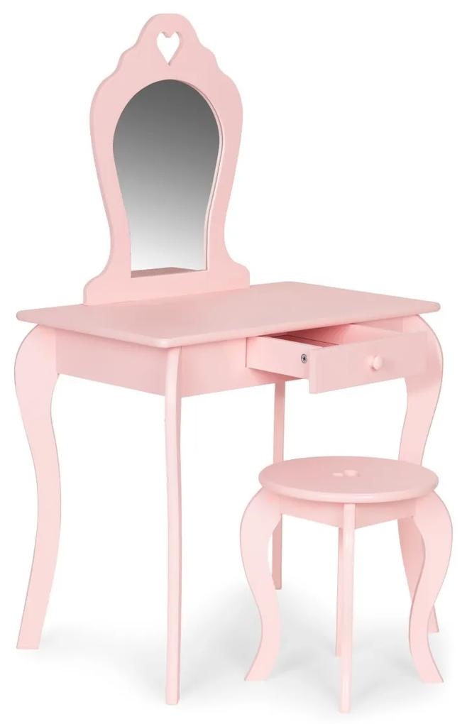 Dětský dřevěný toaletní stolek EcoToys růžový
